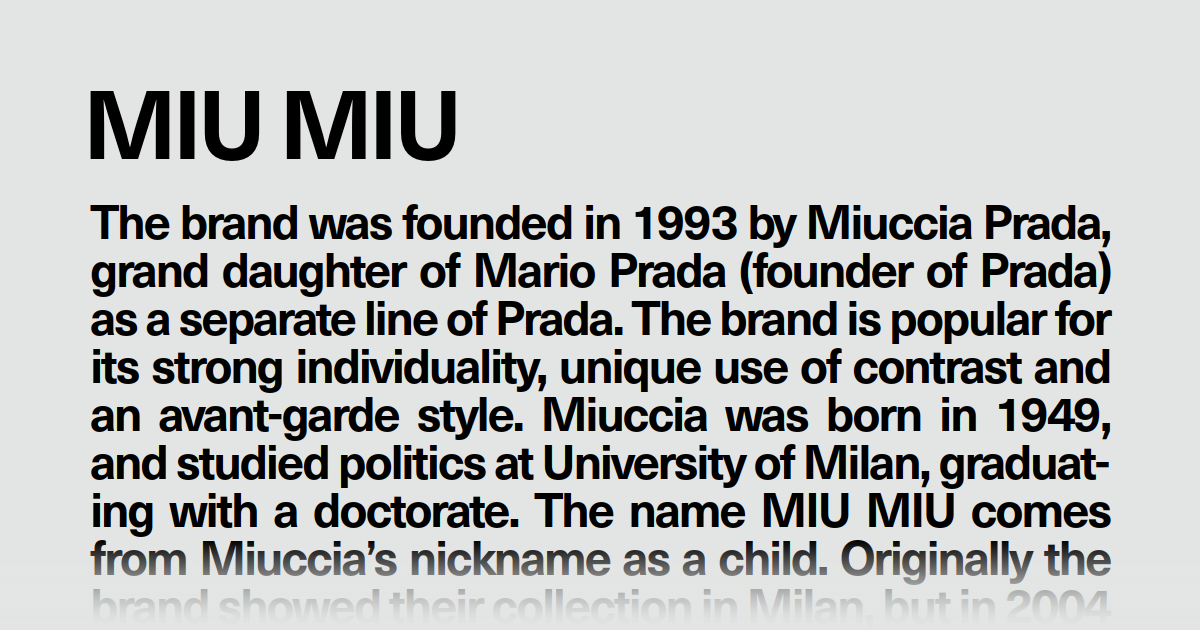 MIU MIU | Brands | The Fashion Post